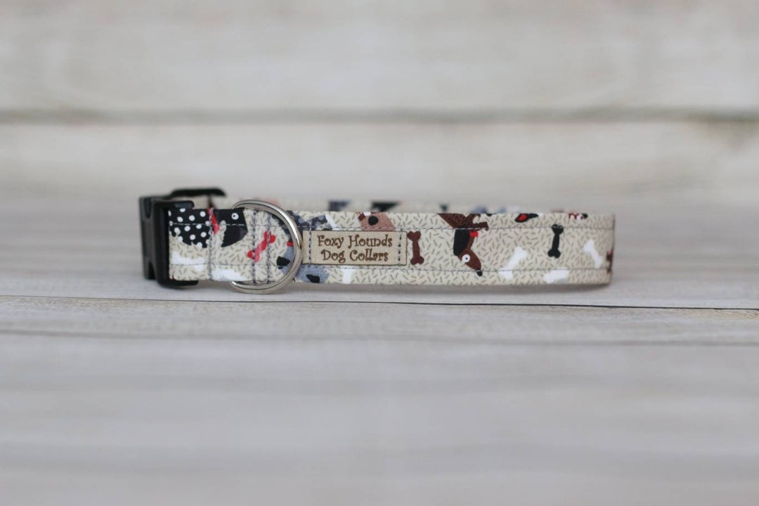 Whimsical Dogs Dog Collar, Fire Hydrant, Bone, Adjustable, Buckle - Etsy