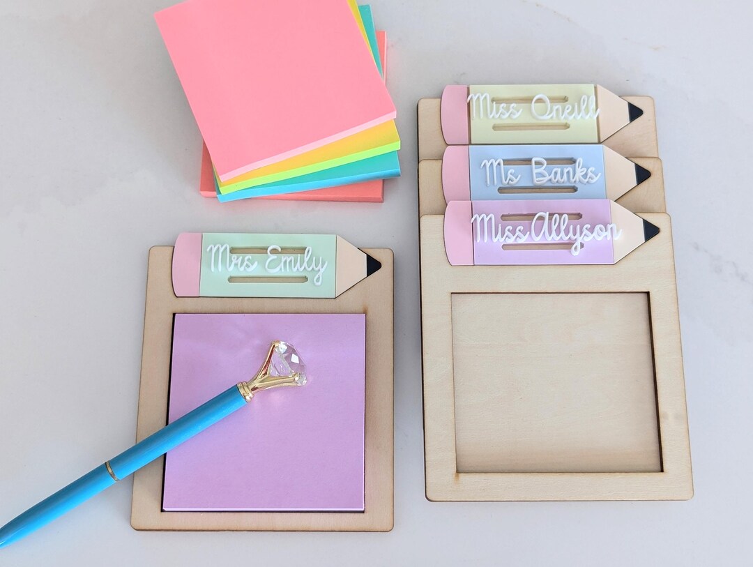 Personalized Post-it Note Pad Holder | Custom Teacher Gift | Educator ...
