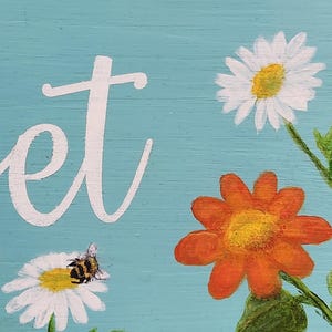 Garden Sign | Bee Lover | Hand Painted Flowers | Bees and Bee Buffet ...