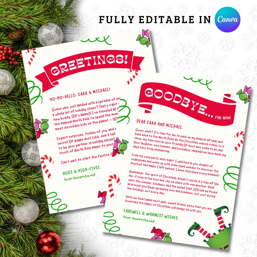Elf on the Shelf Goodbye Welcome Letter, Elf Welcome Letter, Letter ...