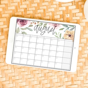 Undated Calendar Printable, Digital Monthly Calendar, Undated Digital ...