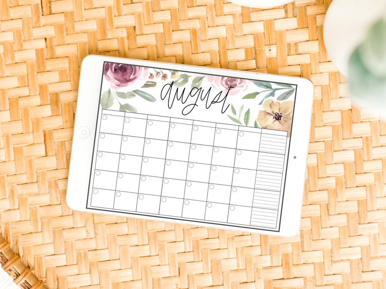 Undated Calendar Printable Digital Monthly Calendar Undated | Etsy