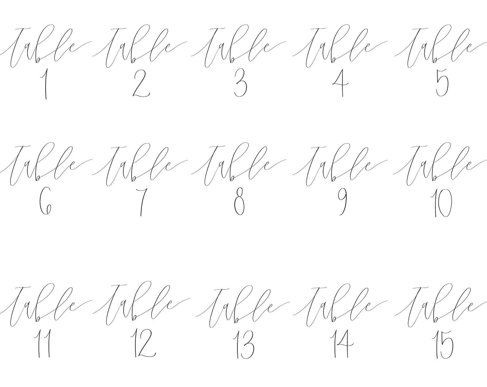 Table Number Signs Printable Table Numbers for Wedding - Etsy