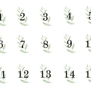 Printable Table Numbers, Leaf Table Numbers, Wedding Reception Table ...