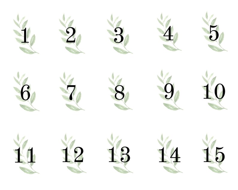 Printable Table Numbers Leaf Table Numbers Wedding Reception - Etsy