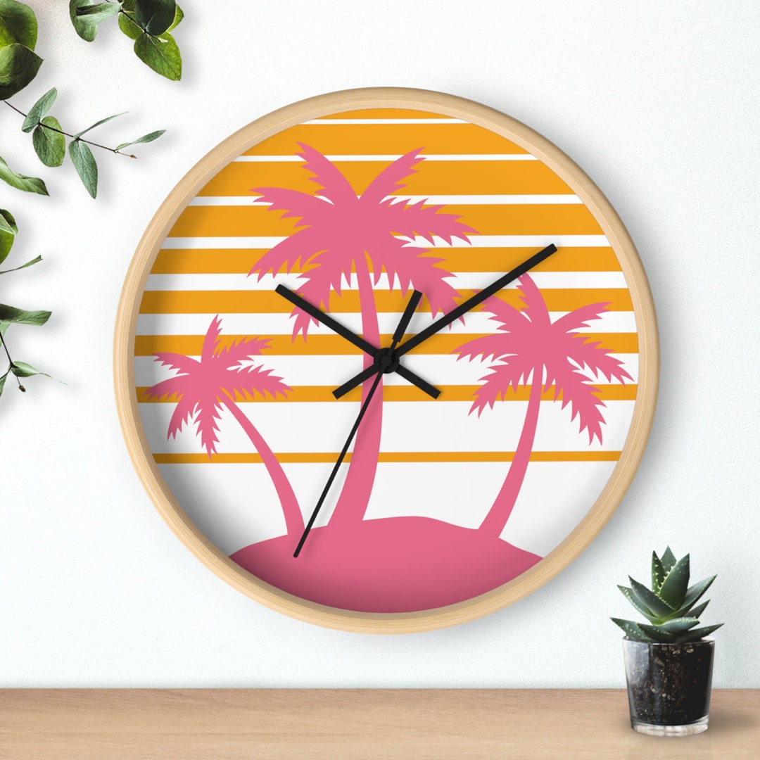 Palm Tree Island Wall Clock. Beach Theme Clock. Island Clock. Beach ...