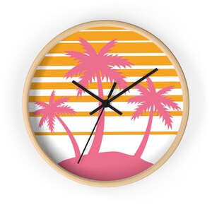 Palm Tree Island Wall Clock. Beach Theme Clock. Island Clock. Beach ...