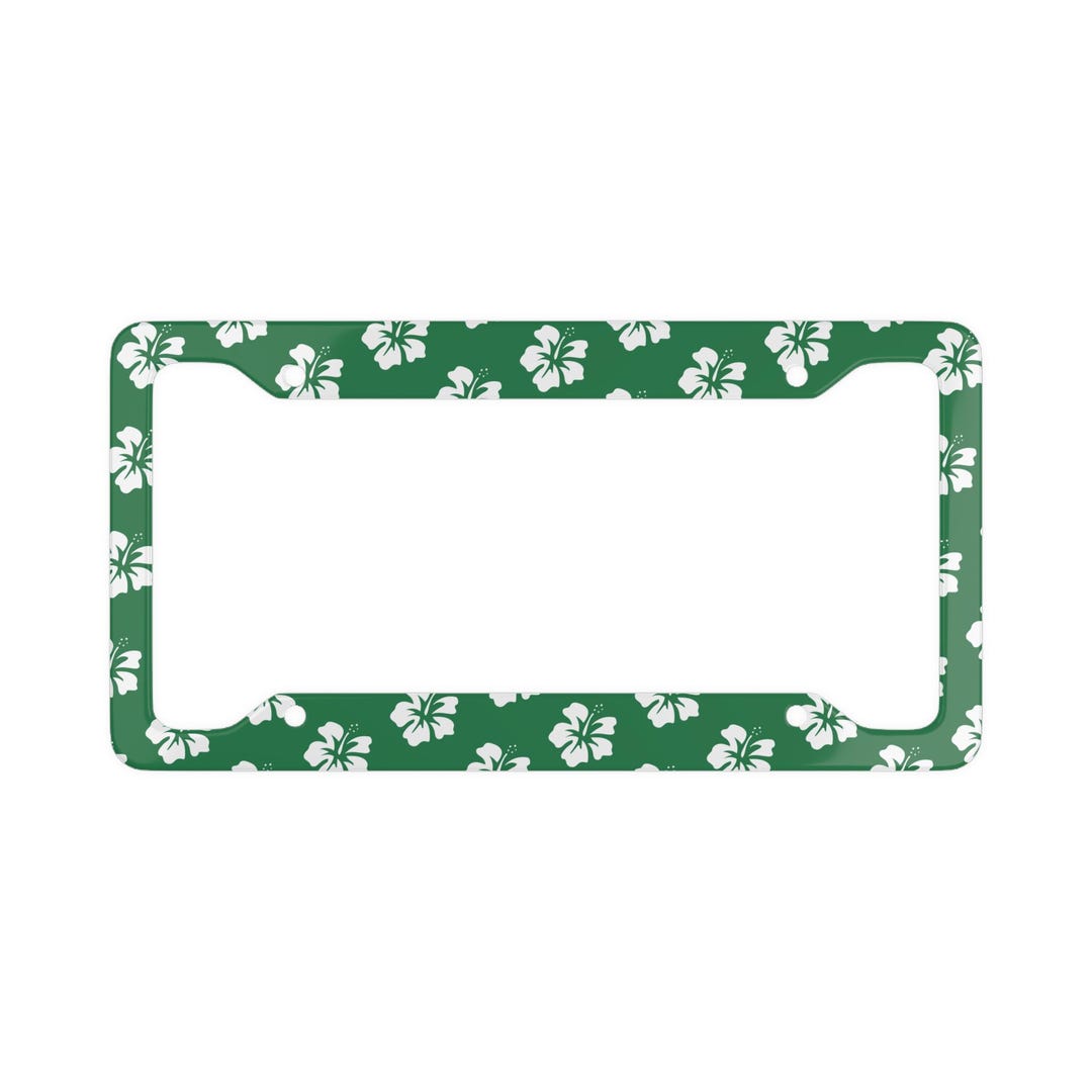 Green Hibiscus Hawaiian Surfer License Plate Frame. Summer License ...