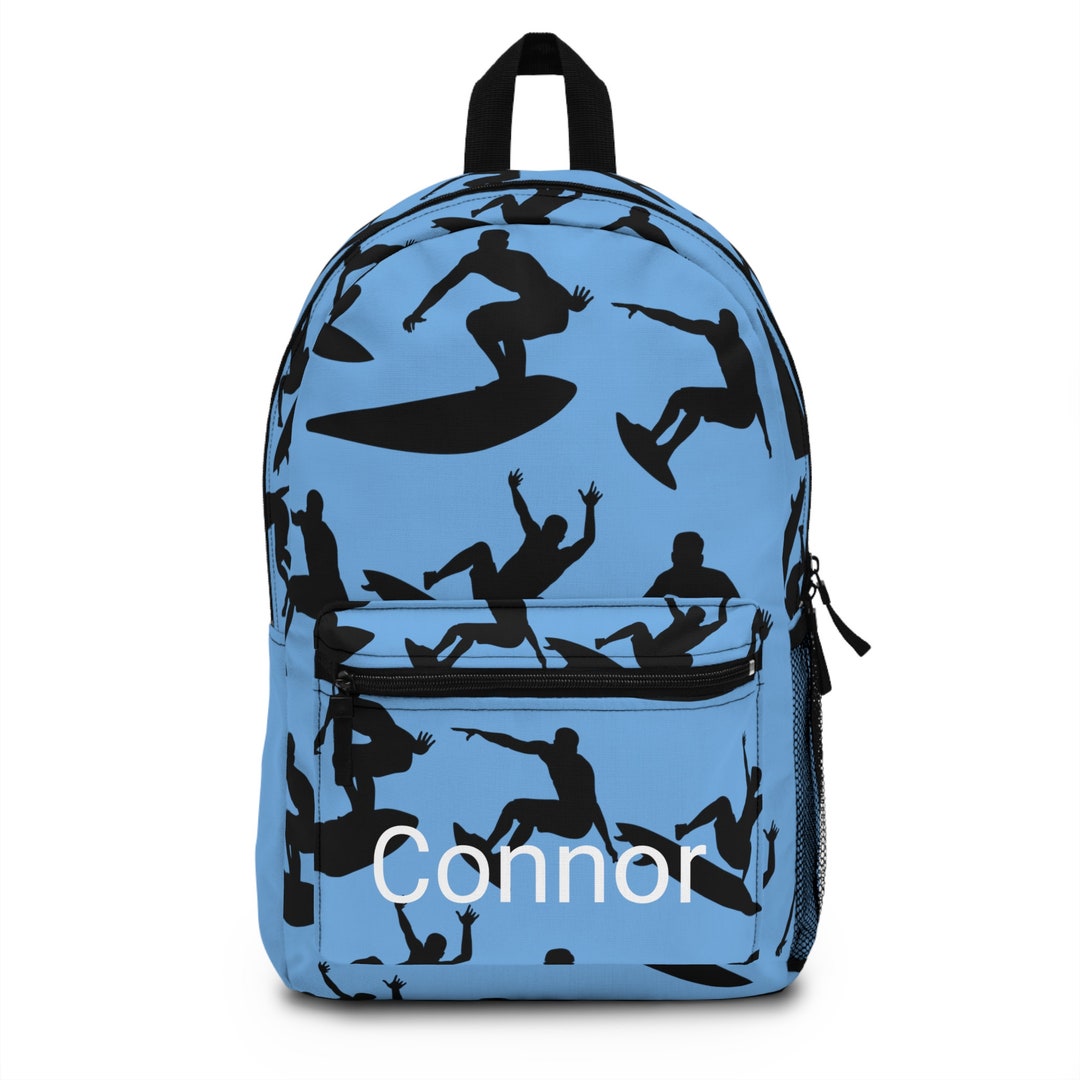 Personalized Surfer Backpack: Waterproof Polyester Book Bag - Etsy