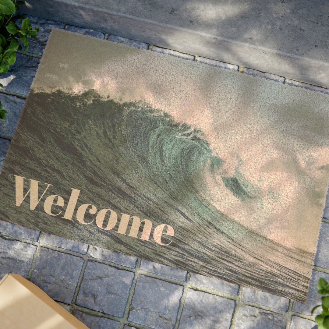 Surfing Coir Mat. Beach Coir Mat. Wave Welcome Mat. Beach House Welcome ...