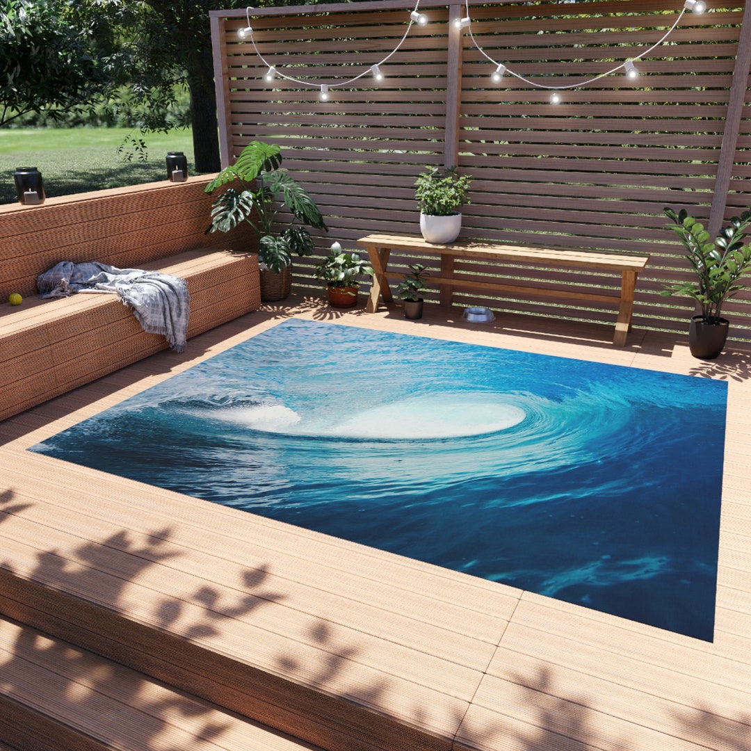Surfer Wave Outdoor Rug: Beach House Patio Decor - Etsy