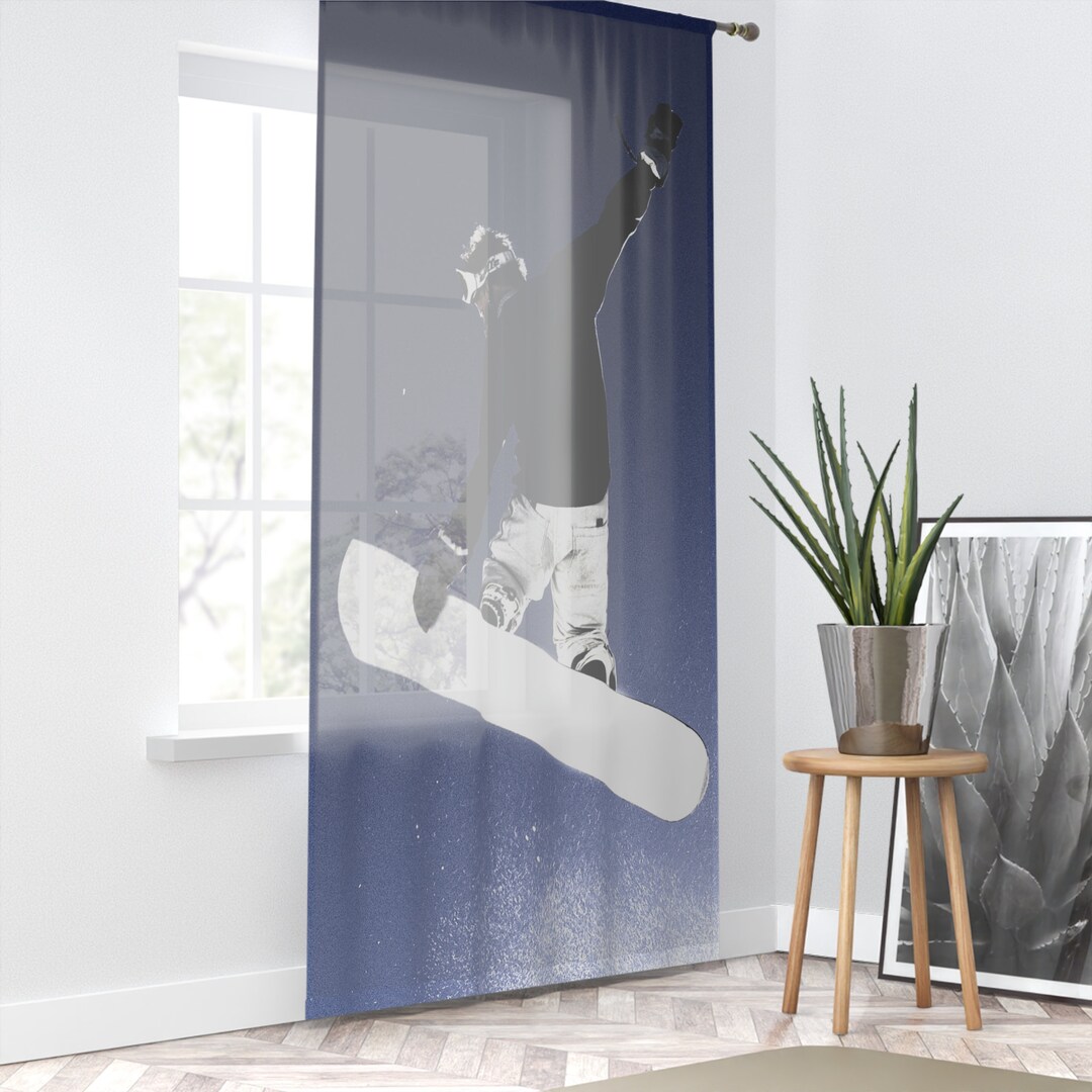 Snowboard Sheer Window Curtain. Snowboardcurtain. Snowboarder Room ...
