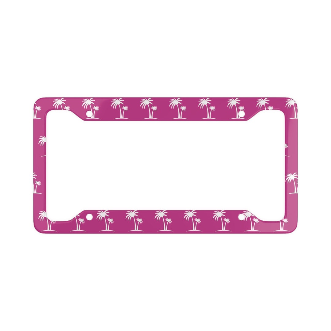 Pink Palm Tree Aluminum License Plate Frame: Hawaiian Surfer Decor - Etsy