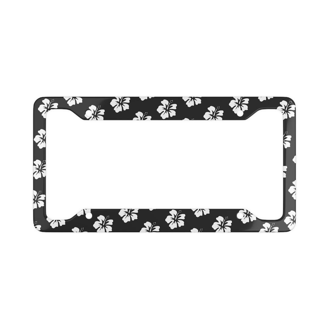 Black Hibiscus Hawaiian Surfer License Plate Frame. Hawaiian License ...