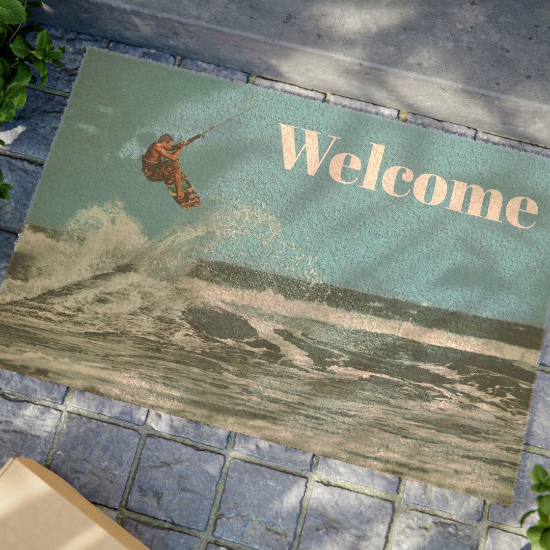 Kite Surfing Coir Mat. Kite Surfing Welcome Mat. Kite Surfing Outdoor ...