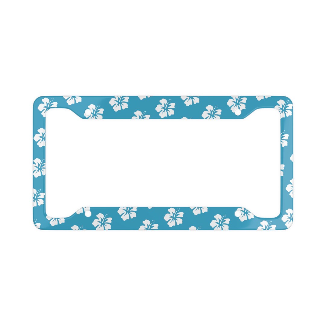 Turquoise Hibiscus Hawaiian Surfer License Plate Frame. Hawaiian ...