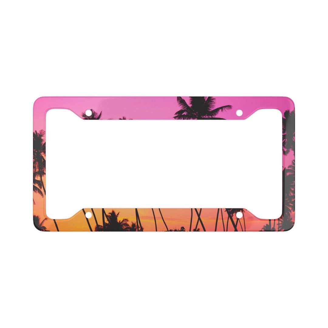 Palm Tree License Plate Frame. Hawaiian License Plate Frame. Surfer ...