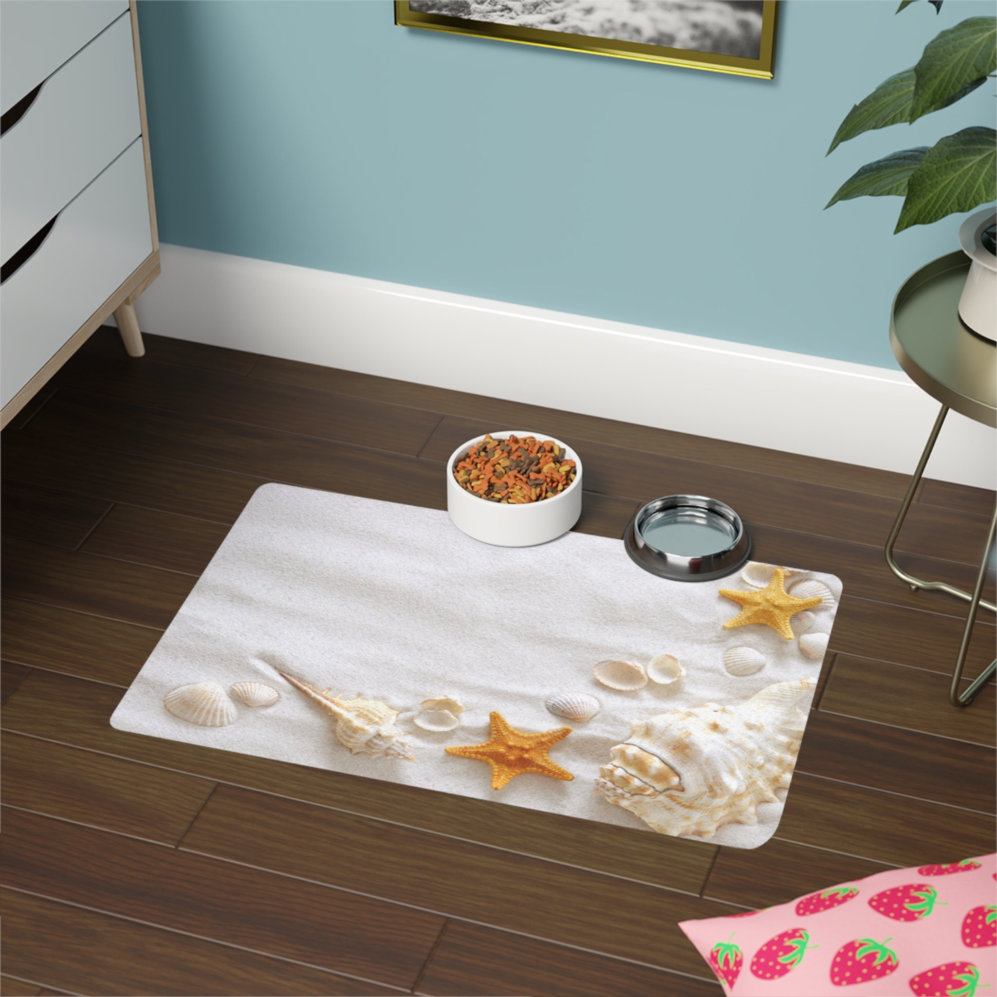Seashell Sand Pet Food Mat: Beach House Dog & Cat Bowl - Etsy