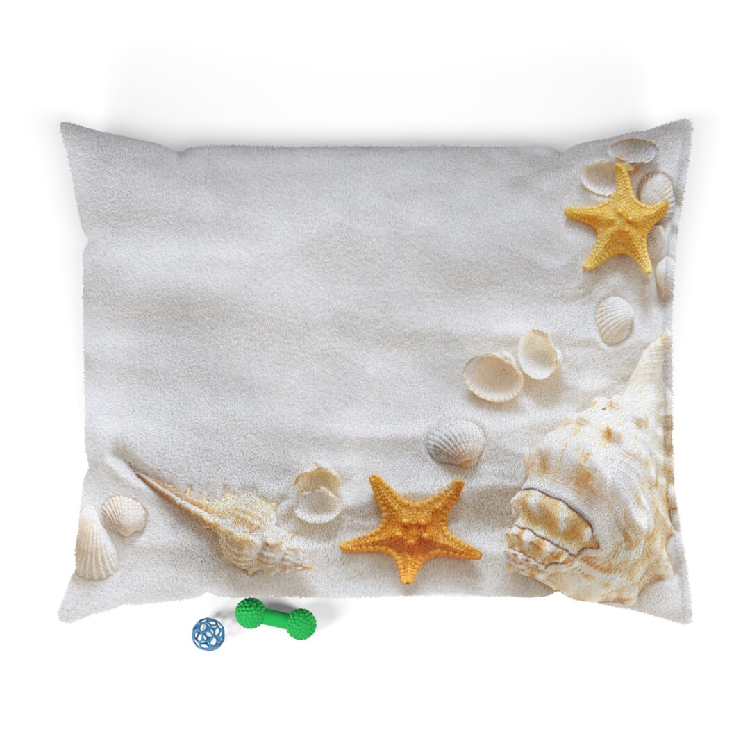 Seashell Sand Dog Pet Bed. Beach Dog Bed. Beach Pet Pillow. Beach Dog ...