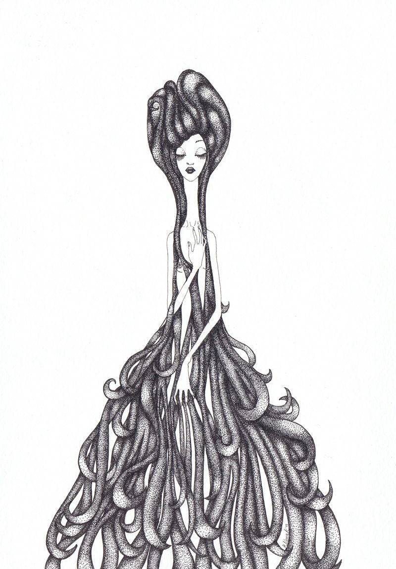 Water Nymph Ink Drawing - Etsy Australia