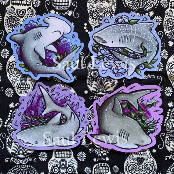 Flower Shark Stickers | Etsy