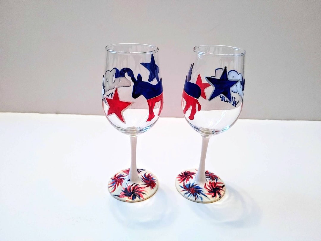 Harris Waltz Election Political Wine Glass 2024, Democrat Republican ...