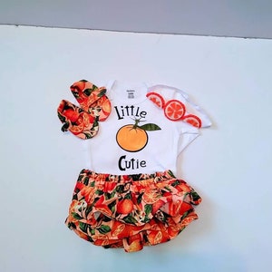 Little Cutie Oranges Baby Girl Outfit, Tangerine Baby Clothing, Little ...