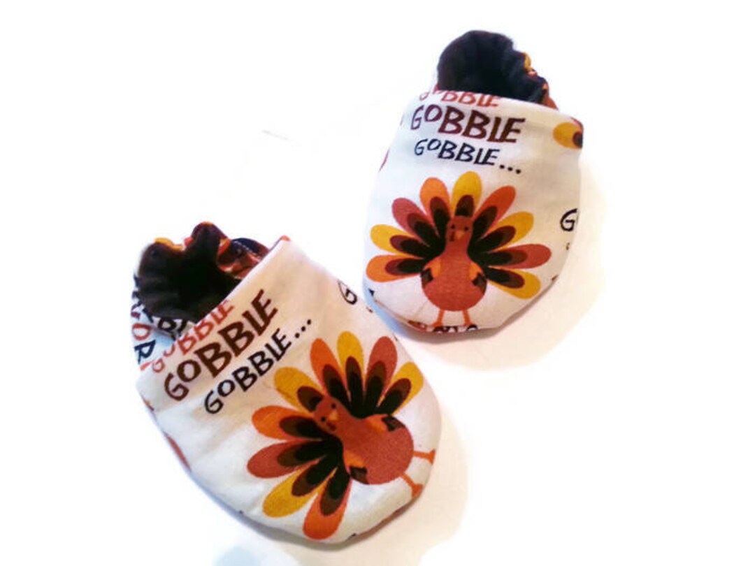 Thanksgiving Baby Booties: Turkey Print Soft Sole Slippers - Etsy