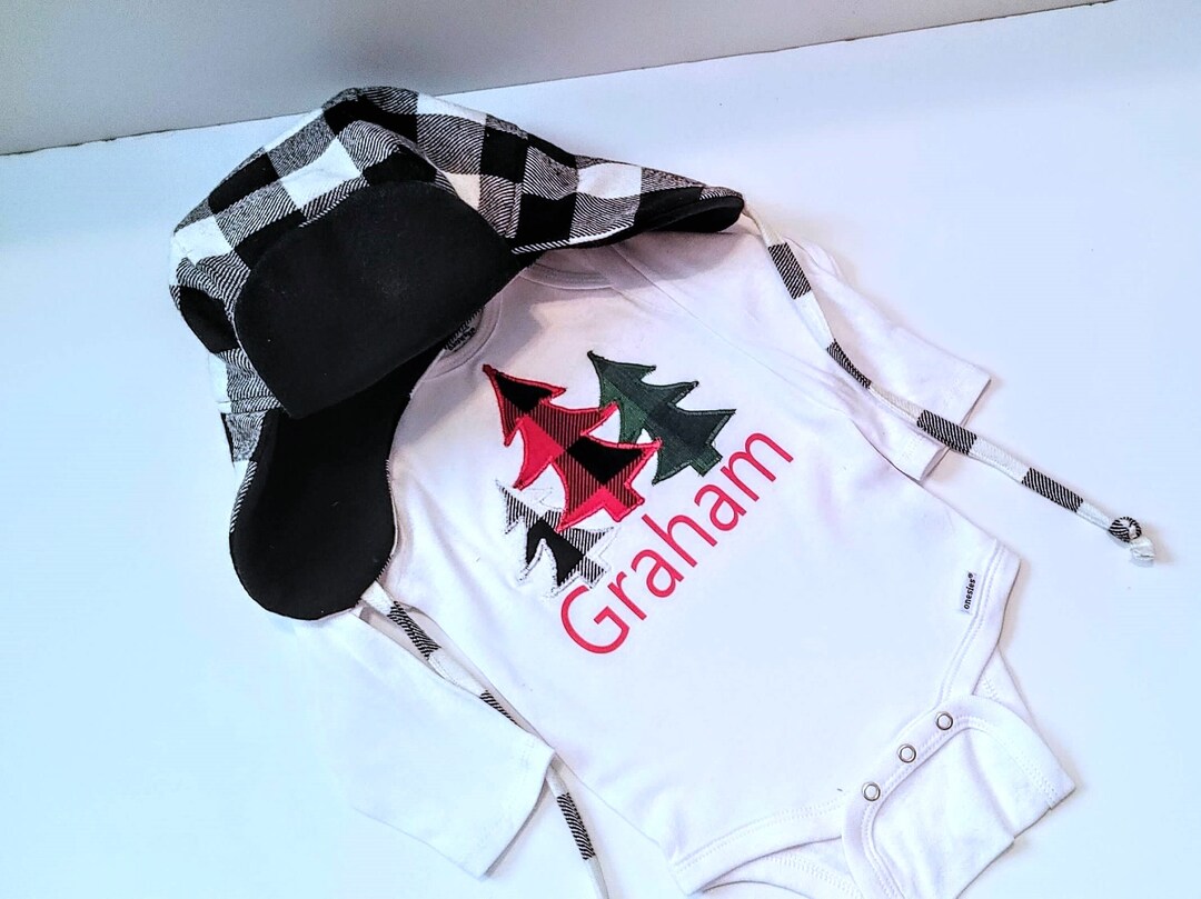 Baby Boy Lumberjack Tree Outfit, Lumberjack Trapper Hat, Personalized ...