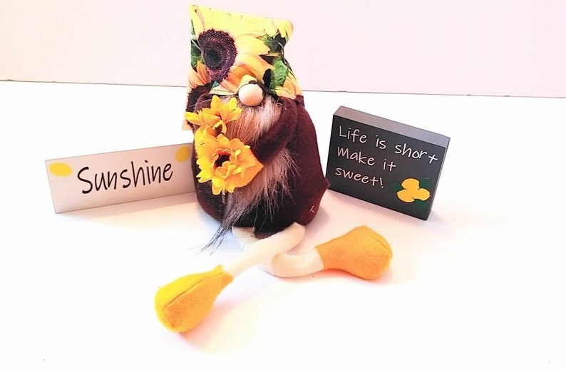 Sunflower Summer Gnome, Tiered Tray Decor, Scandinavian Shelf Sitter ...