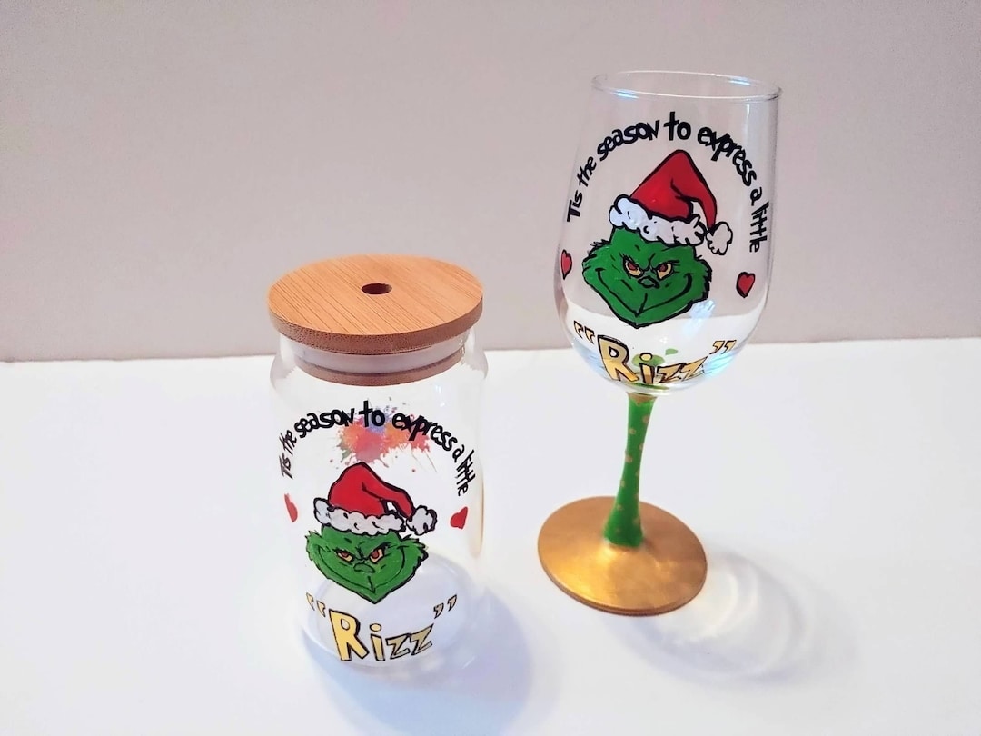 Christmas Grinch Rizz Wine Glass/tumbler, Tis the Season Express ...