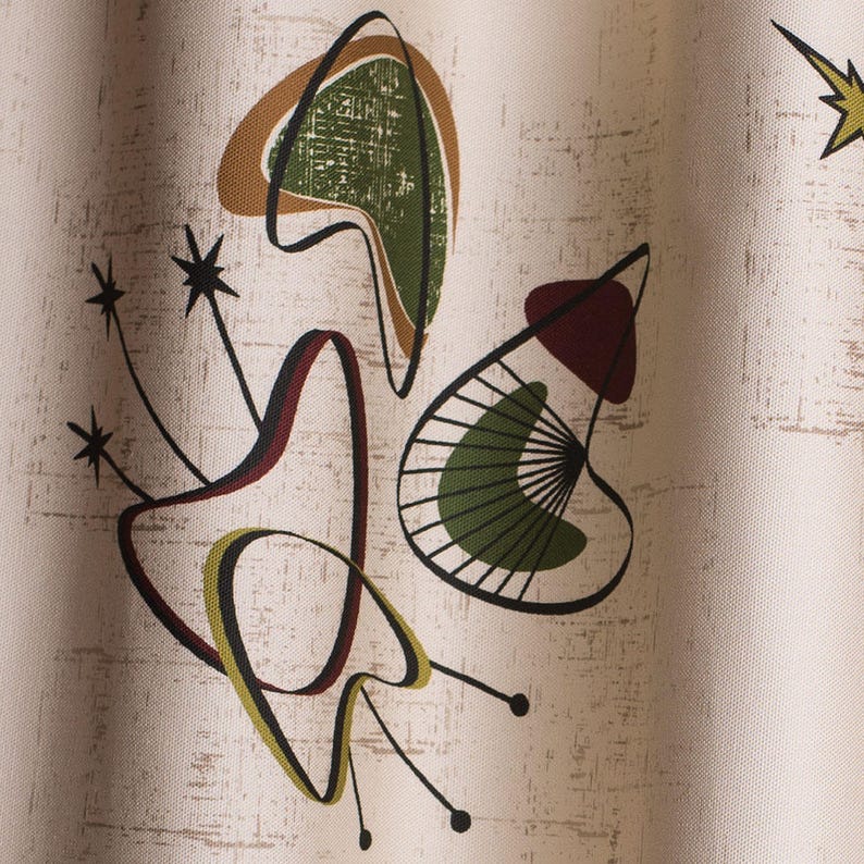 Mid Century Inspired Interior Atomic Boomerang Fabric by the Half Metre ...