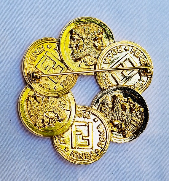 Vintage FENDI Yellow Gold-Plated Janus Roman Coin Wre… - Gem