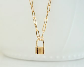 Small Lock Necklace - Etsy