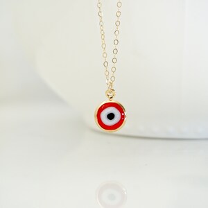 Red Evil Eye Necklace, Handmade Turkish Glass, 18kt Gold Filled, Hamsa ...