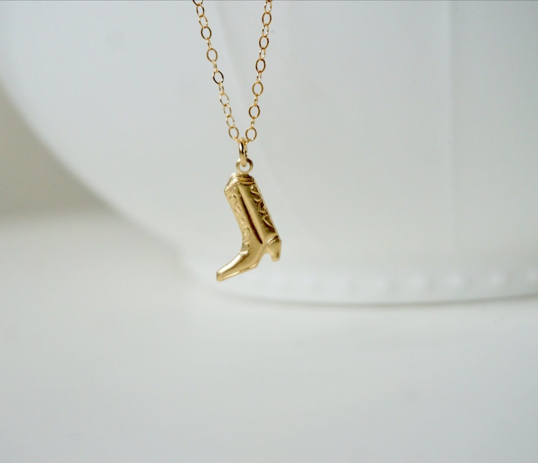 Cowboy Boot Charm Necklace, 14k Gold Filled or 925 Sterling Silver ...