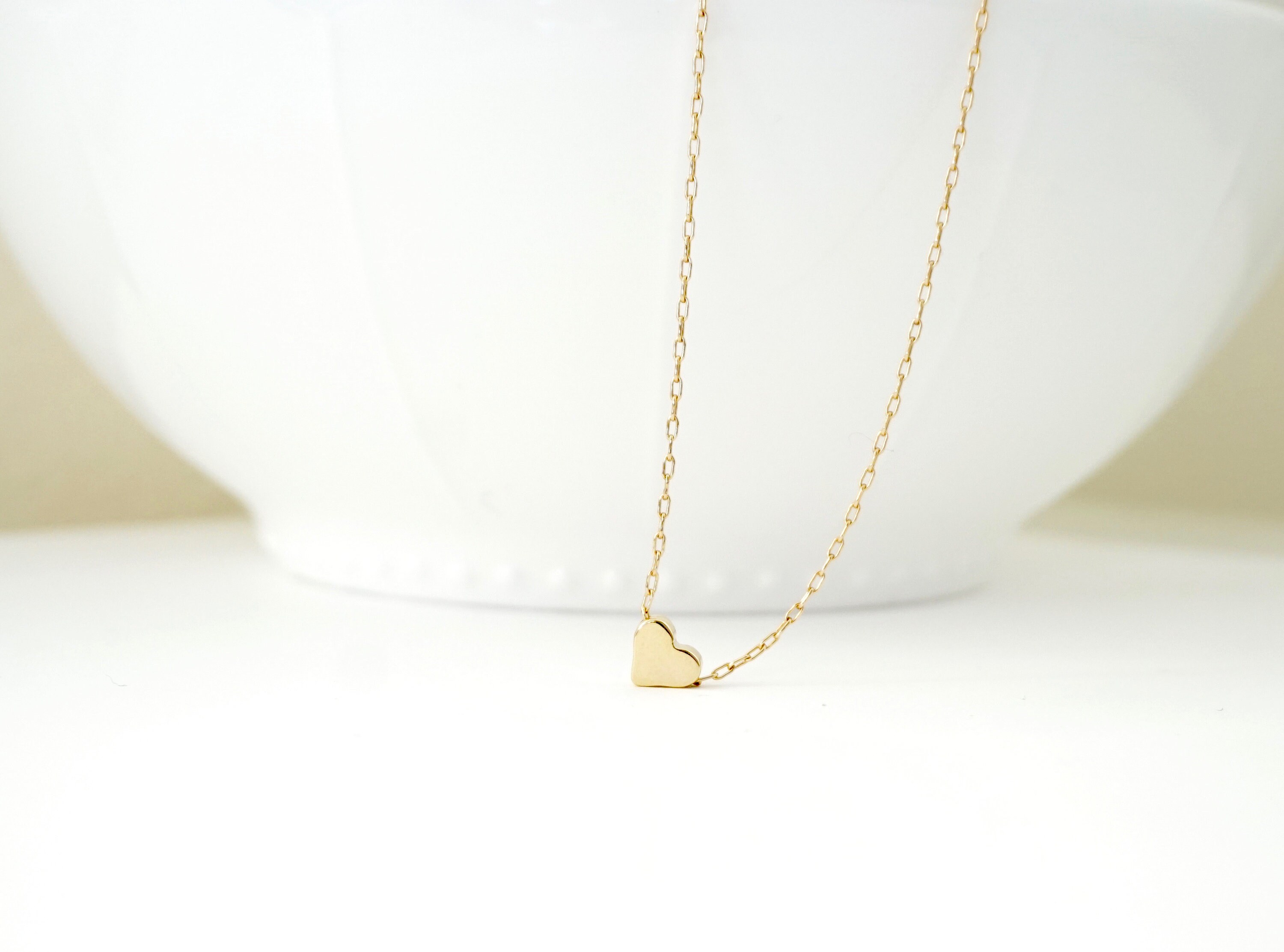 Gold Floating Heart Necklace Sterling Silver Heart Necklace | Etsy