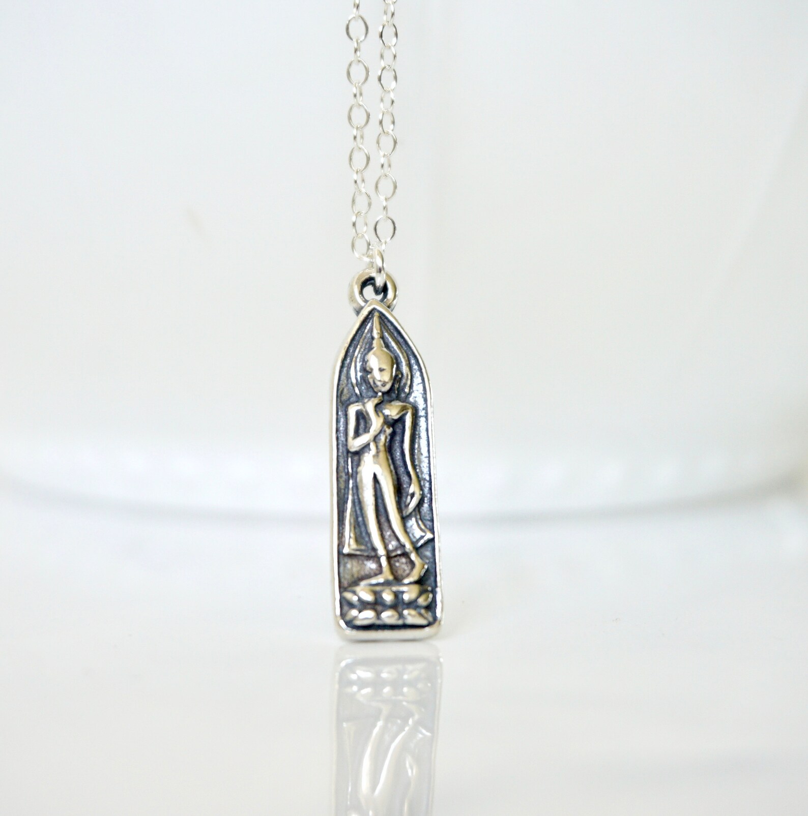 Buddha Amulet Necklace Sterling Silver Buddha Necklace - Etsy