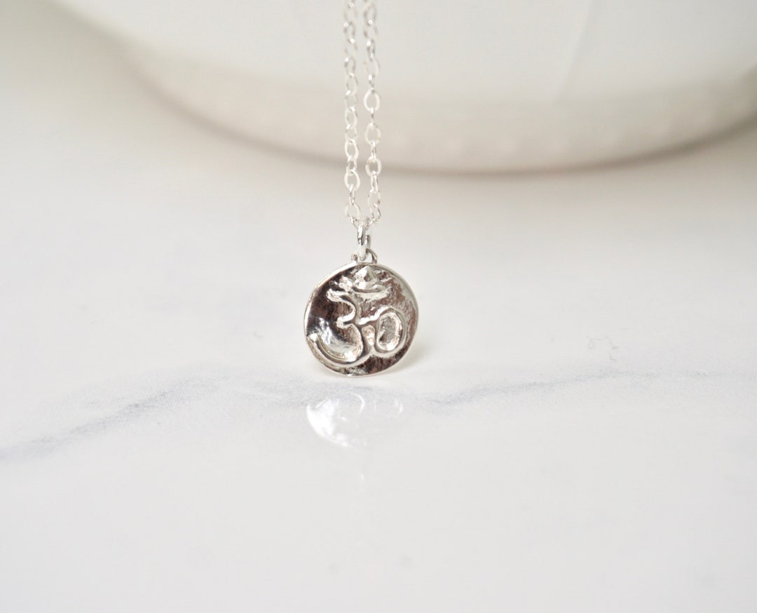 Round Coin Om Necklace, Sterling Silver Necklace, Rose Gold Necklace ...
