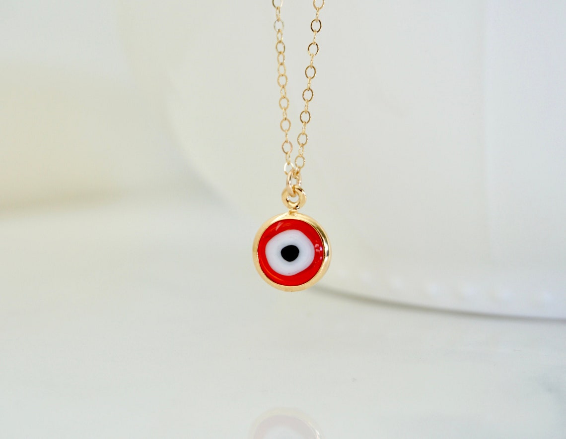 Red Evil Eye Necklace Handmade Turkish Glass 18kt Gold - Etsy
