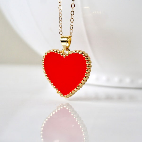 Red Heart Necklace - Etsy