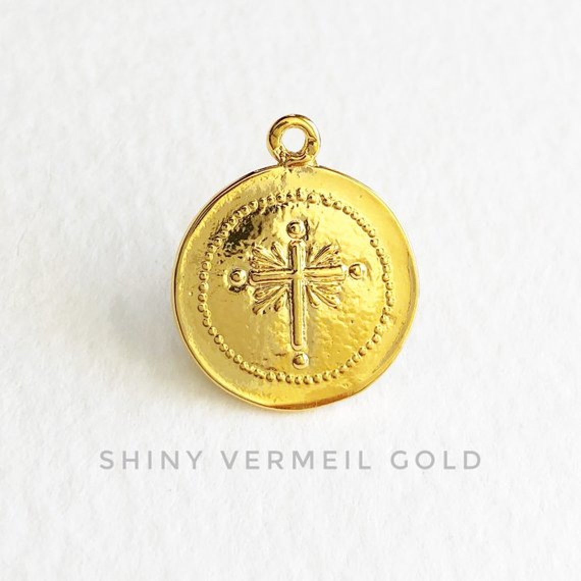 Sterling Silver Round Cross Medallion Pendant Gold Cross | Etsy