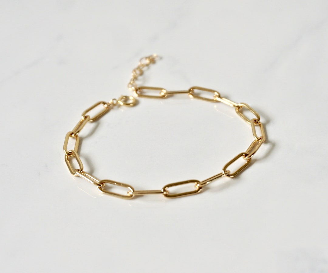 Chunky Chain Bracelet, Thick Large Link Chain, Stacking Bracelet, Gold ...