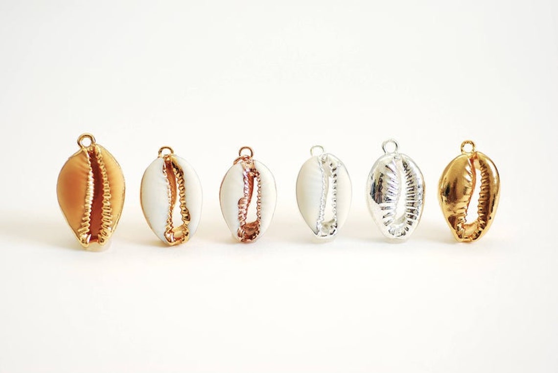 Real Natural 24k Rose Gold Dipped Cowrie Shell Pendant | Etsy