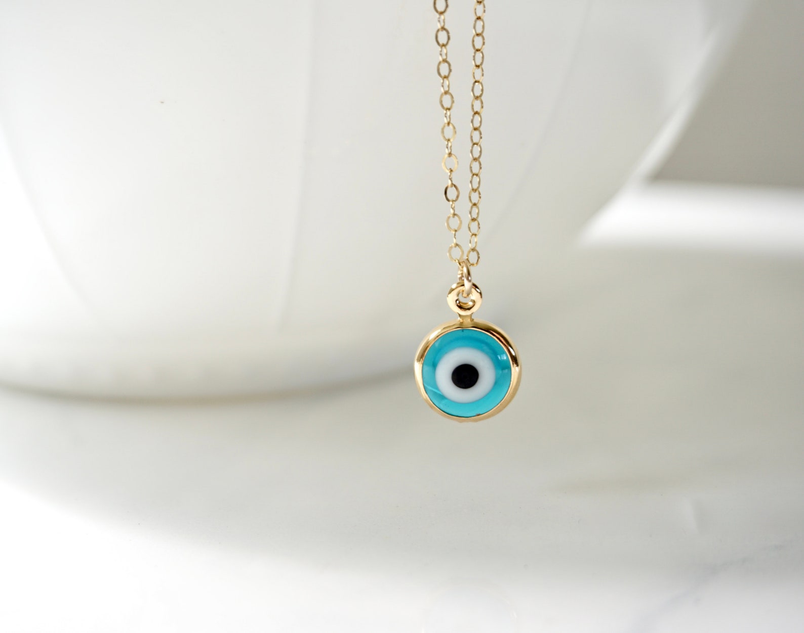 Blue Turquoise Evil Eye Necklace Handmade Turkish Glass 18kt - Etsy