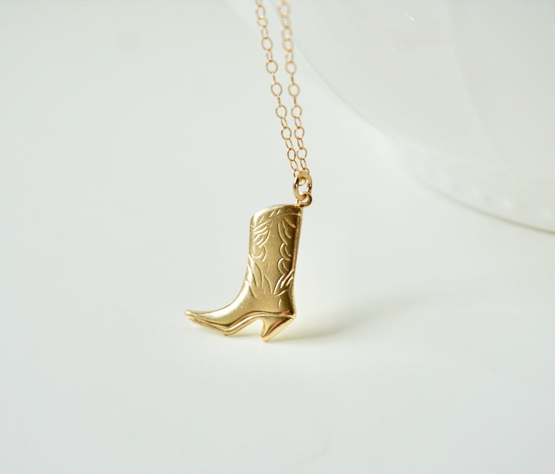 Cowboy Boot Charm, Gold Filled Sterling Silver Cowgirl Boot Charm ...