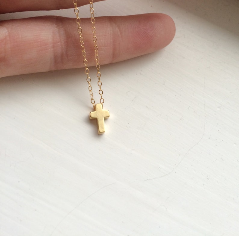 Tiny Gold Cross Necklace, Gold Filled Necklace, Silver Cross Necklace ...