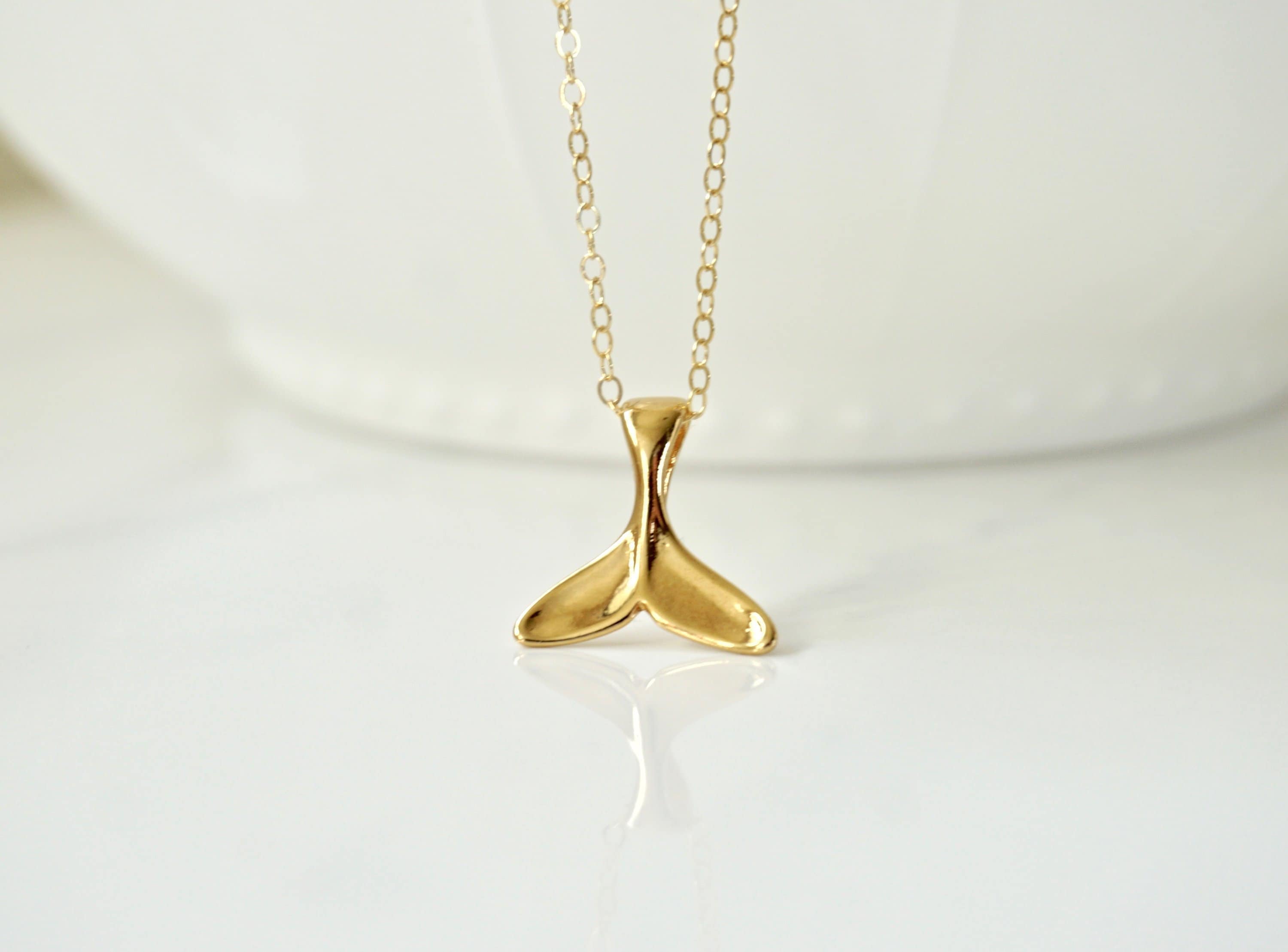 Whale Tail Necklace, Rose Gold Whale Tail, Sterling Silver Whale ...