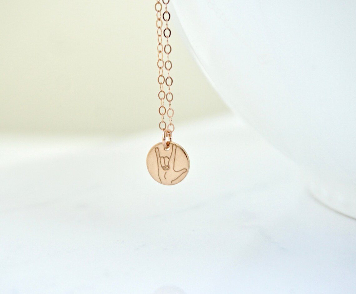 ASL Love Charm Necklace, I Love You Sign Language Necklace, Gift for ...