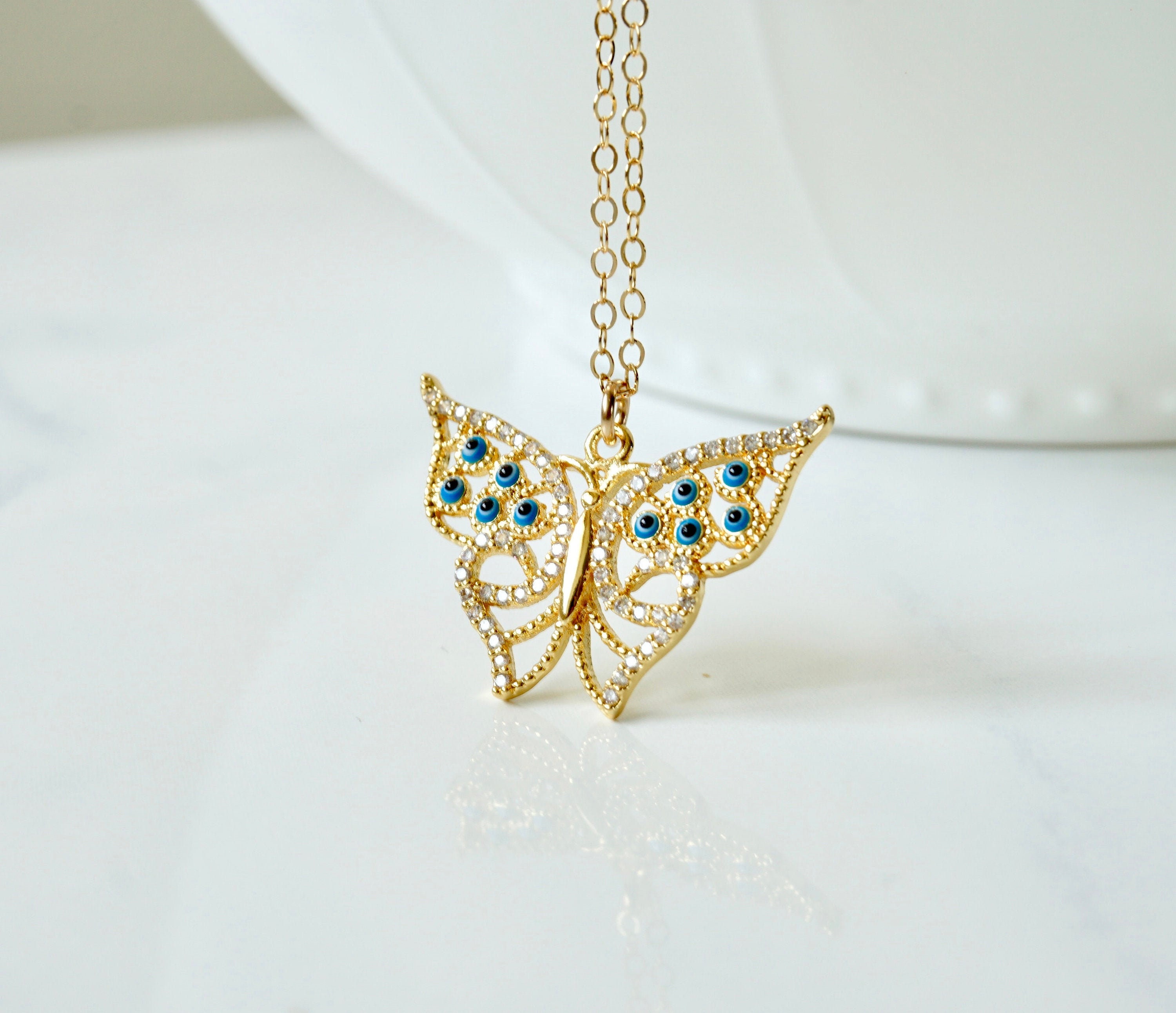 In Stock Now! Evil Eye Butterfly Necklace, Butterfly Evil Eyes ...